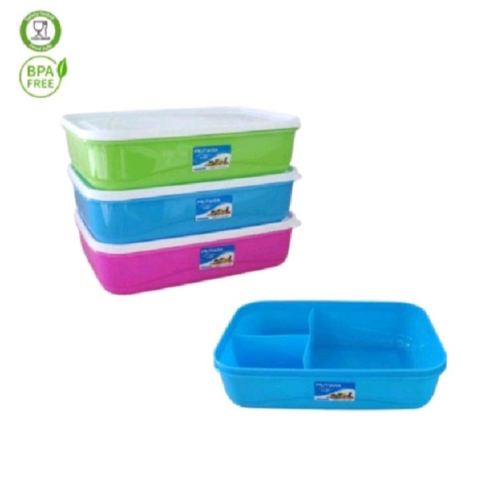 Jual Kotak Makan Anak Sekolah Sekat 3 Tempat Makan Plastik Warna Warni Lunch Box Catering Kotak ...