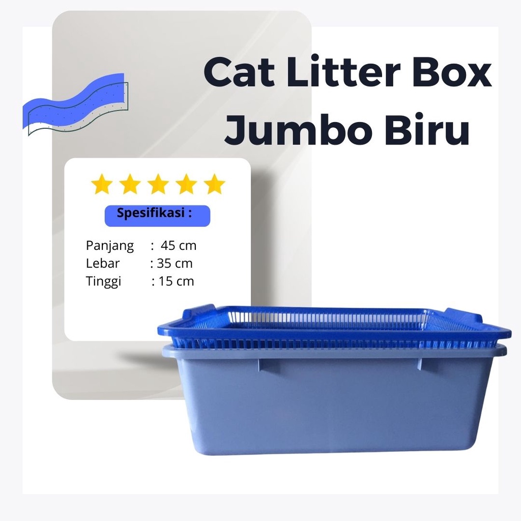 Jual Litter Box with Filter Jumbo Biru - Cat Litter Box - Kotak Kotoran ...