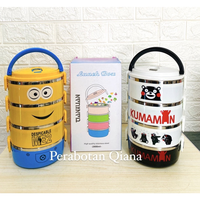 Jual Rantang stainless 4 susun karakter box bekal makanan tempt ...