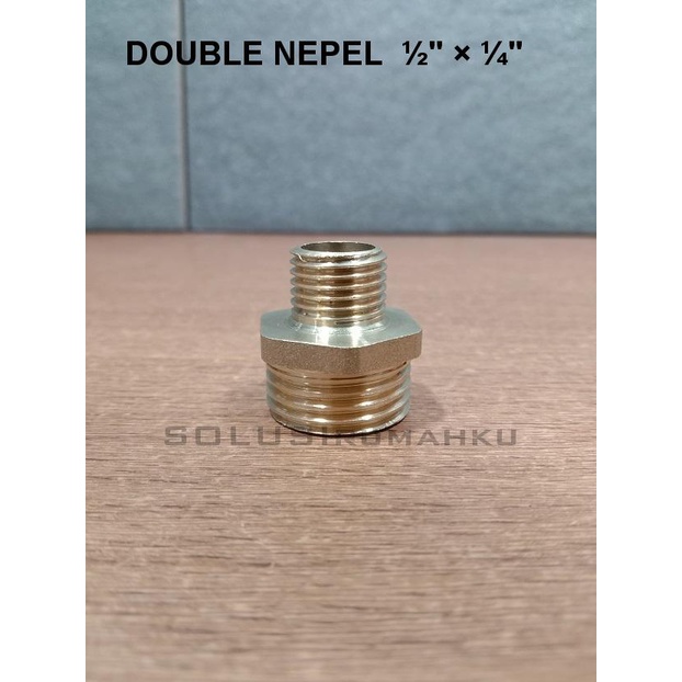 Jual [ JKU ] DOUBLE NEPEL DRAT LUAR 1/2" x 1/4" KUNINGAN / Dobel Nipple | Shopee Indonesia