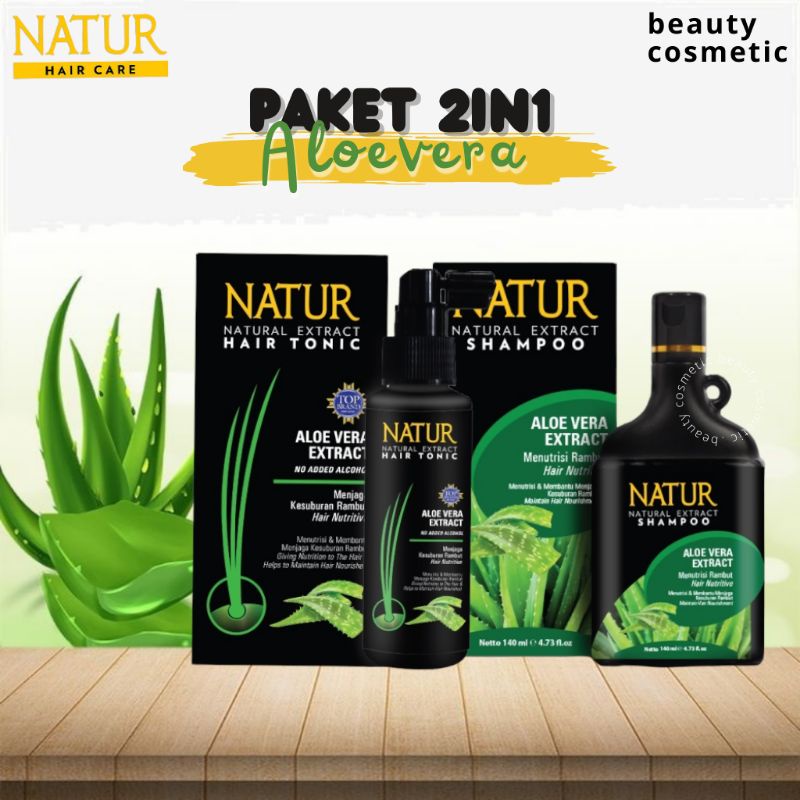 Jual Natur Hair Paket 2in1 Aloe Vera Shampoo (80ml/140ml/270ml) Tonic (50ml/90ml) | Shopee Indonesia