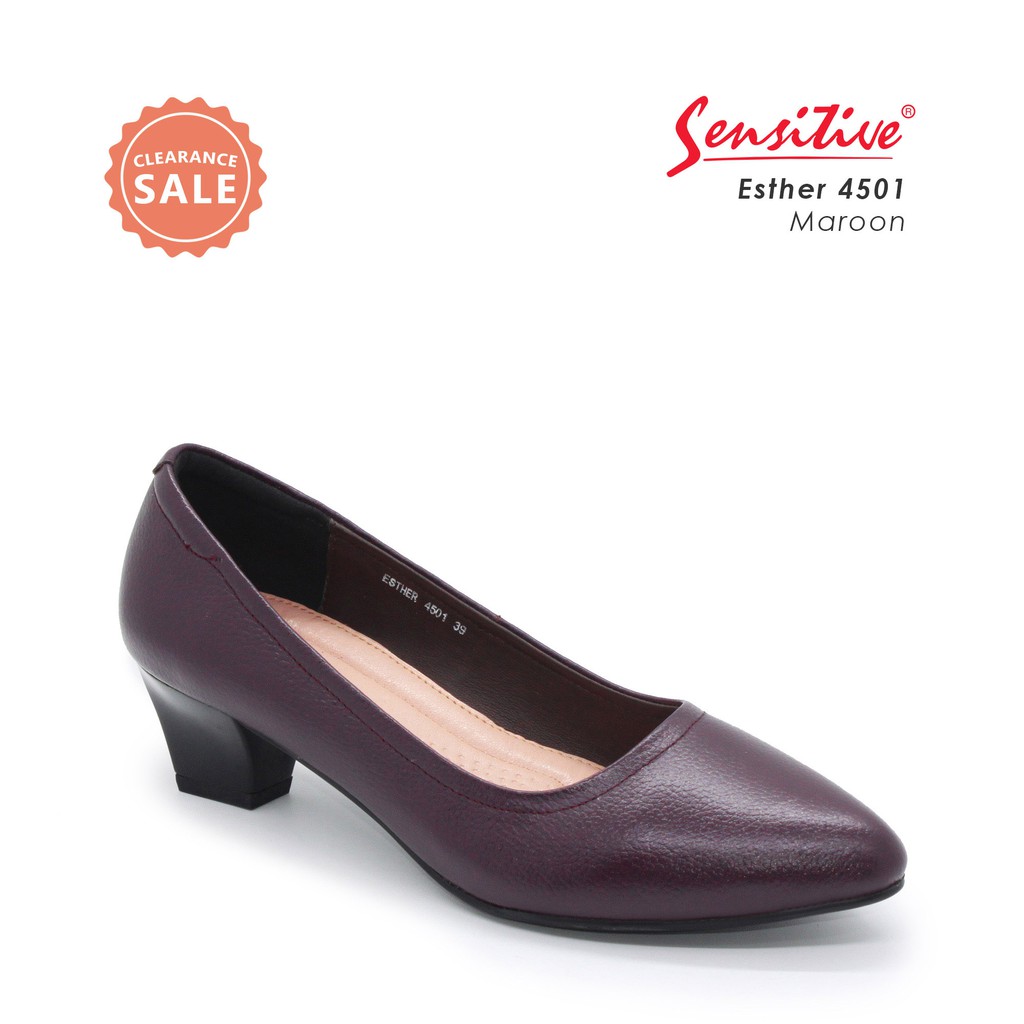 Jual SENSITIVE Sepatu Pantofel Kulit Wanita Esther 4501 Merah Tua ...