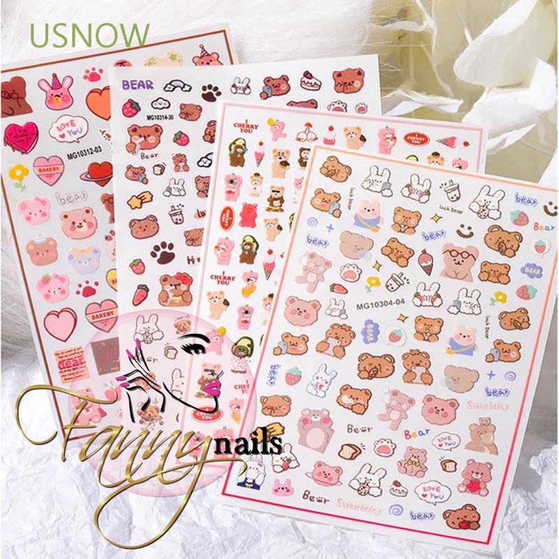 Jual STICKER KUKU BEAR STICKERS PREMIUM 3D 5D STIKER KUKU NAIL STICKER ...