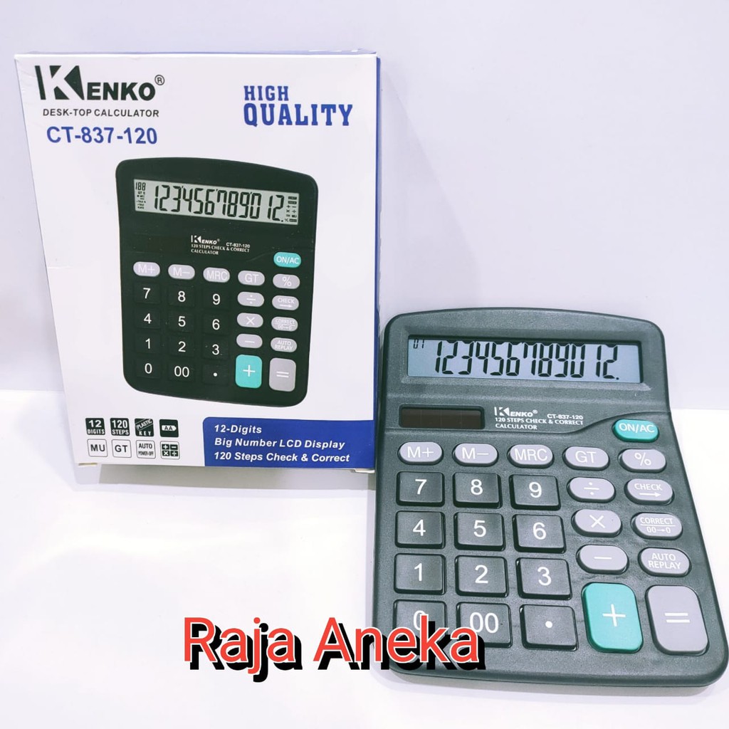 Jual kalkulator dagang baterai abc a2 kenko 837 12 digit dengan baterai ...