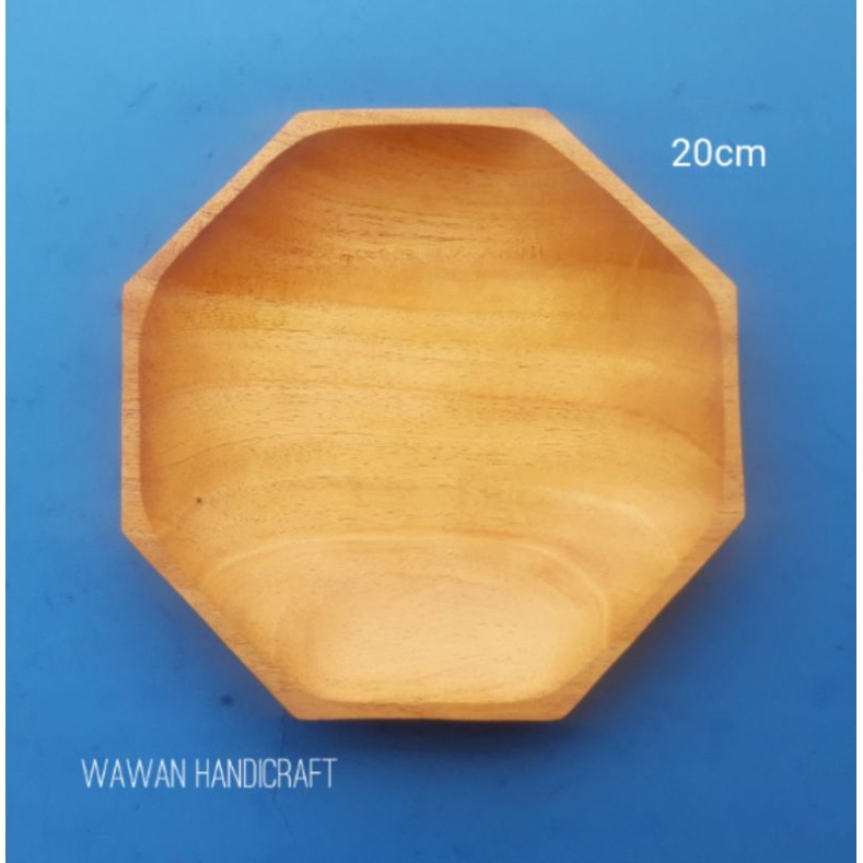 Jual piring kayu/piring makan/piring persegi 8 kayu mahoni 20cm ...