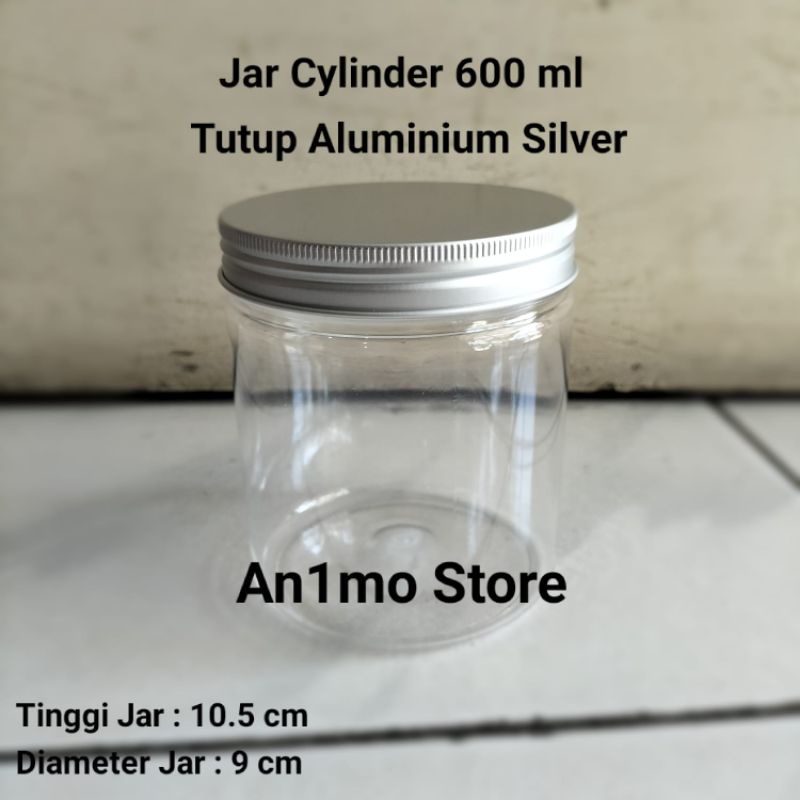 Jual Toples Tabung Silinder 600 ml Tutup Aluminium Silver / Jar ...