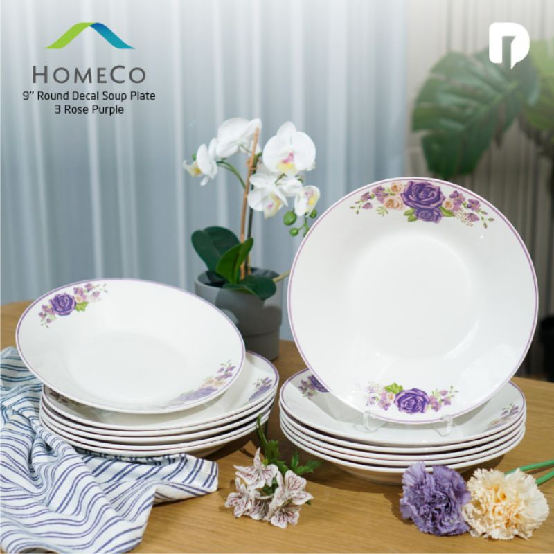 Jual Piring Keramik Homeco 9 inch Round Decal Soup Plate Rose | Shopee Indonesia