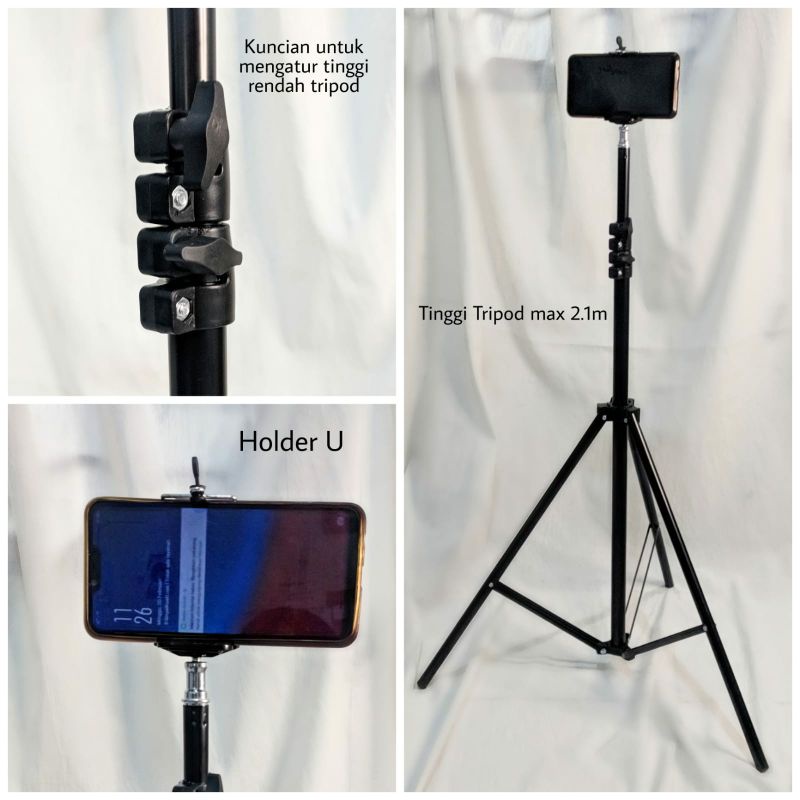 Jual TRIPOD 2 METER PLUS HOLDER U STAND KAMERA DAN HP | Shopee Indonesia