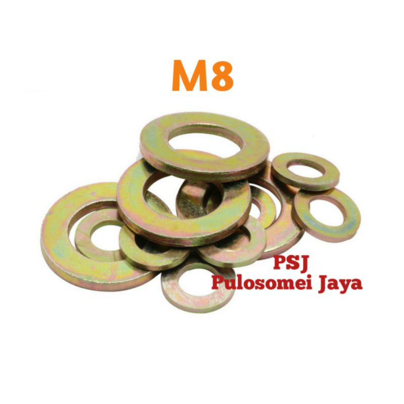 Jual Ring Plat / Washer Plated Kuning M8 (10 Pcs) | Shopee Indonesia