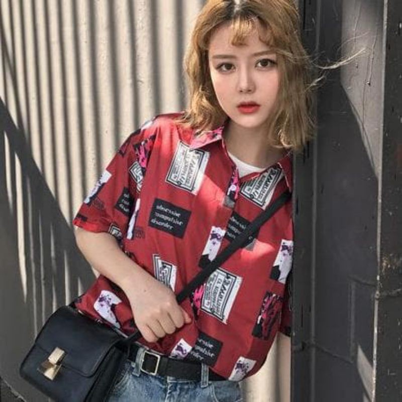 Jual PROMO!! KEMEJA AGRIFA VINTAGE | Kemeja wanita Retro | Kemeja korea ...