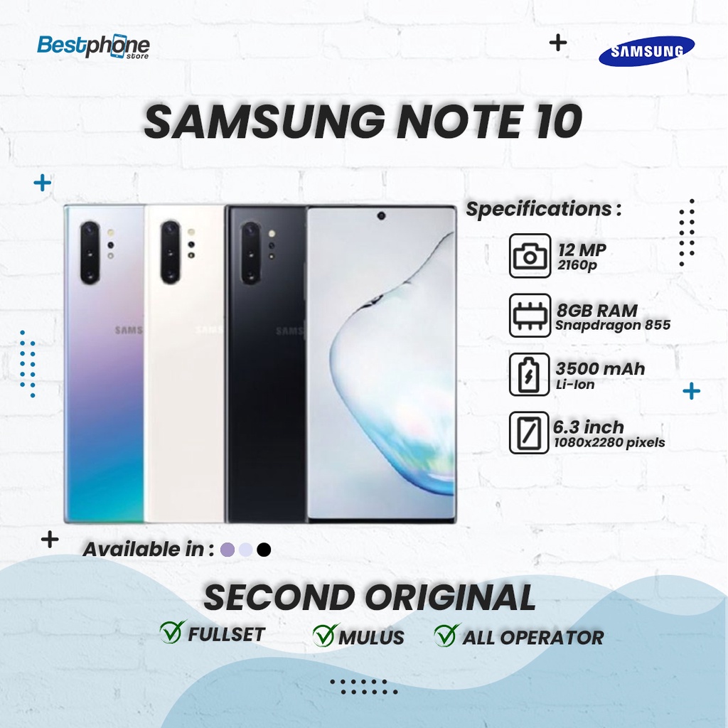 Jual SAMSUNG GALAXY NOTE 10 RAM 8GB INTERNAL 256GB SECOND ORIGINAL ALL OPERATOR MULUS FULLSET ...