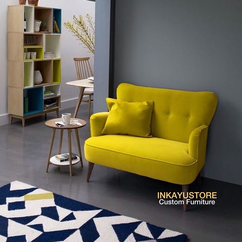 Jual SOFA 2 SEATER CANTIK WARNA CERAH | SOFA BACA MINIMALIS KUNING ...