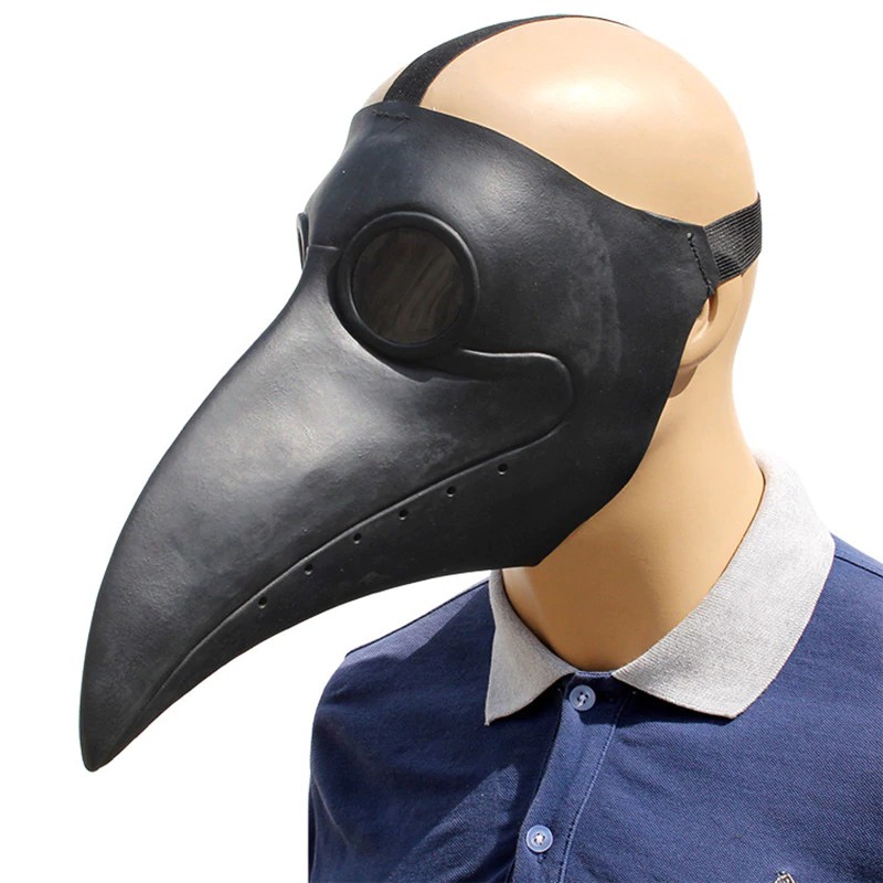 Jual PREORDER Cosplay Steampunk Plague Doctor Mask White/Black Latex ...