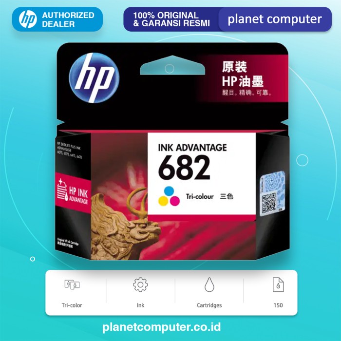 Jual HP 682 Tricolor Original InkAdvantage Cartridge Tinta Printer ...