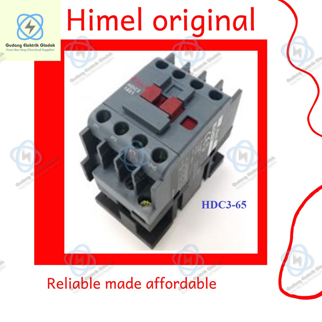 Jual CONTACTOR 3 POLES SERI TERBARU ; HDC3-65 ; 30KW ; HIMEL | Shopee Indonesia