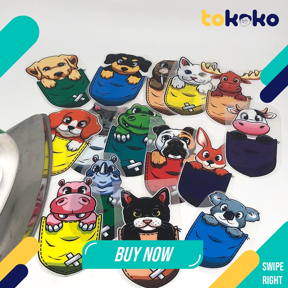 Jual Stiker Sablon Setrika Cute Animals Pocket Sablon DTF Sablon Gosok ...