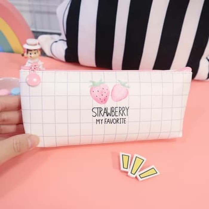 Jual KOTAK TEMPAT PENSIL TUMBLR PENCIL CASE SUMMER PINK DUA STRAWBERRY ...