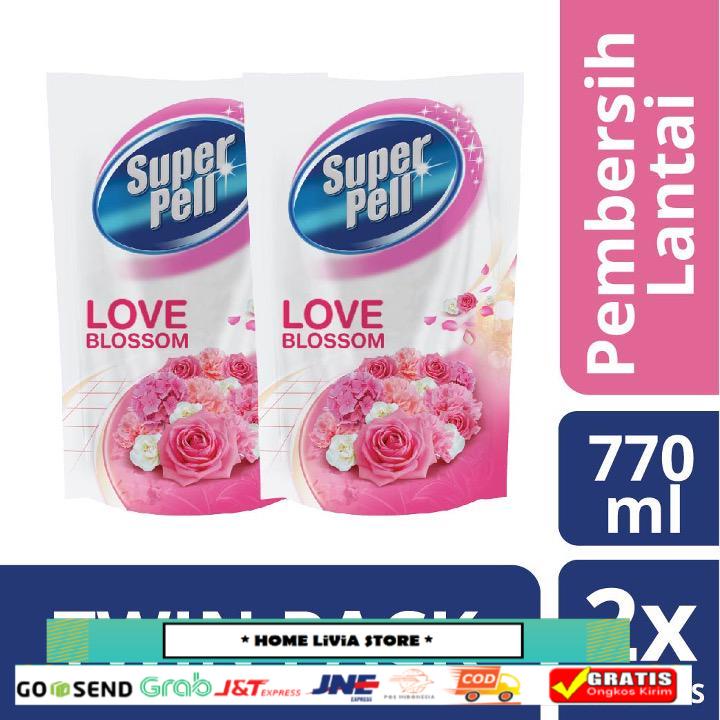 Jual Super Pell Pembersih Lantai Love Blossom 2 x 770 mL (Twinpack) | Shopee Indonesia