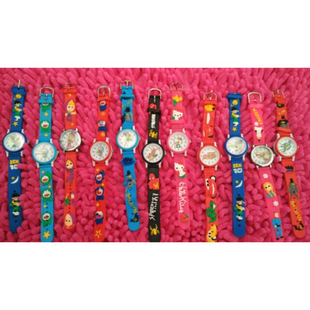Jual JAM TANGAN ANAK KARAKTER DORAEMON FROZEN HELLO KITTY SPIDERMAN ...