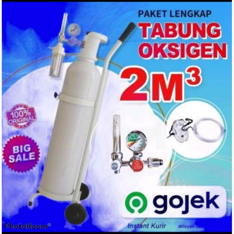 Jual Tabung oksigen 2m3 satu set lengkap dengan regulator troli dan ...