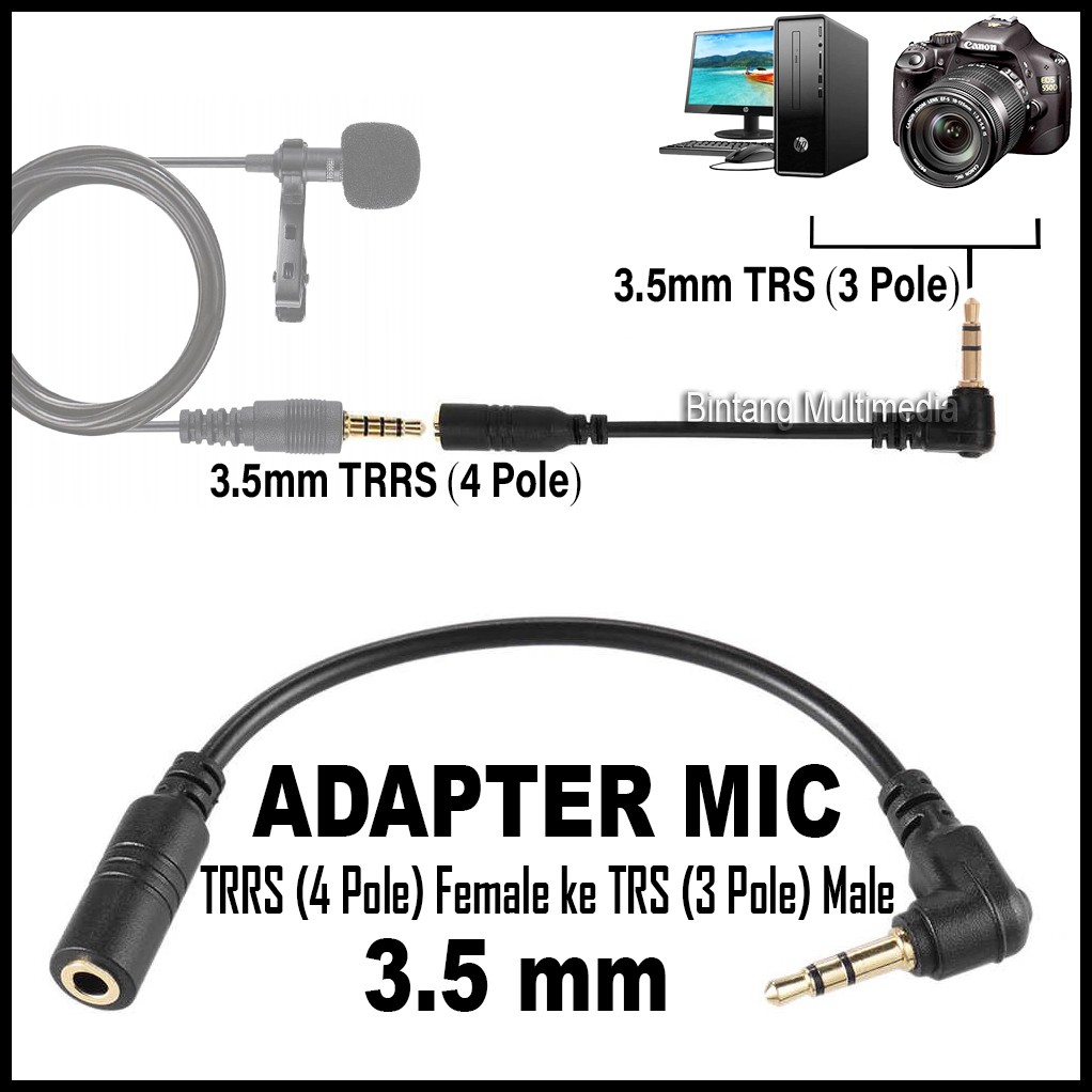 Jual Kabel Converter Mic TRRS to TRS Adapter 4 Pole Female ke 3 Pole ...