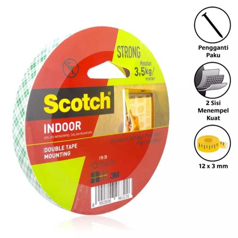 Jual 3M double tape mounting scotch 12mm x 3m | Shopee Indonesia