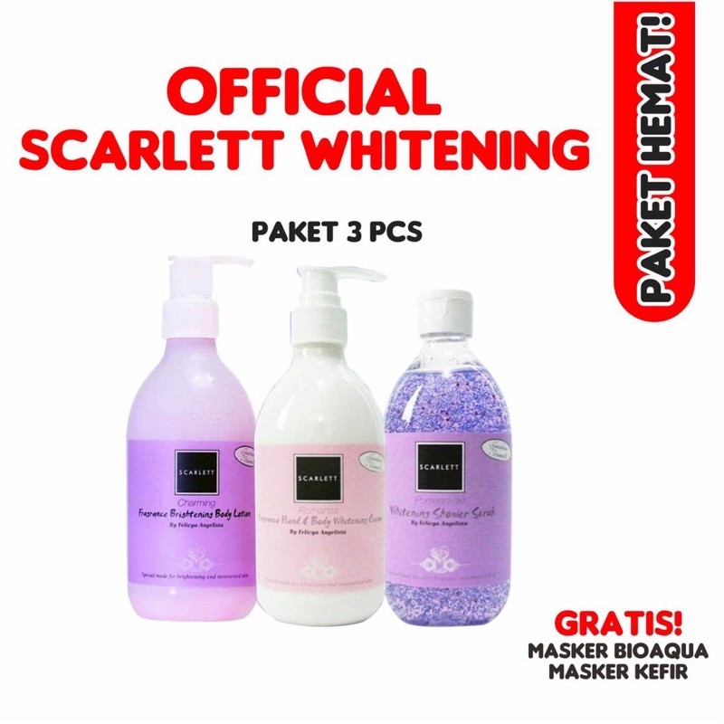 Jual Scarlet Whitening Paket 3 Item (Free Buble) | Shopee Indonesia