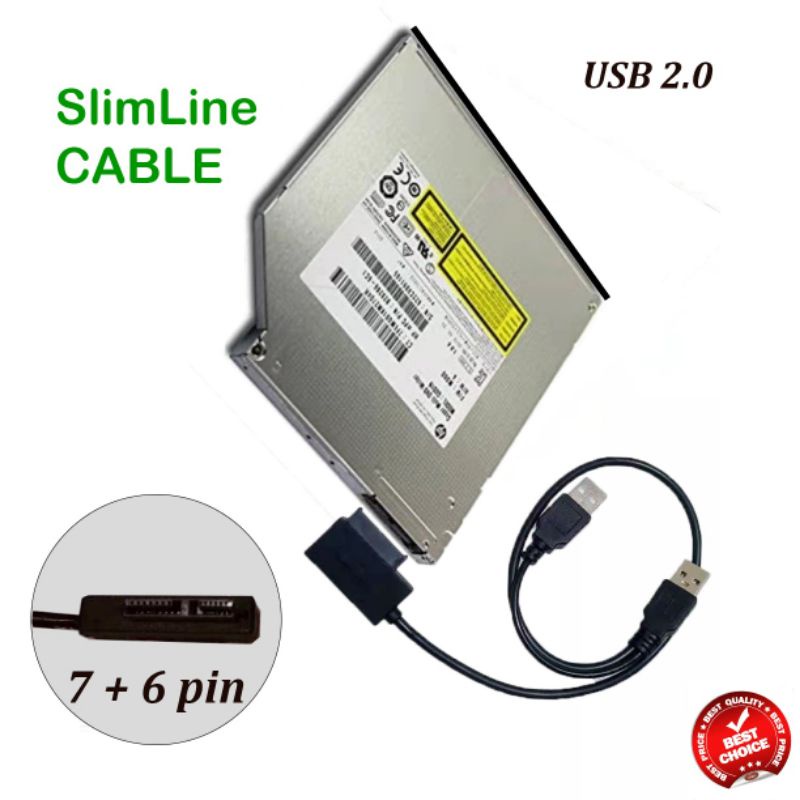 Jual CONVERTER/KABEL USB TO SLIMLINE SATA 7+6PIN FOR DVD-CDROM/CADDY ...