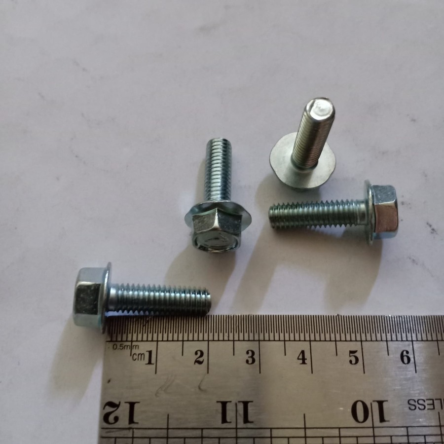 Jual BAUT TOPI / FLANGE BOLT PUTIH M6 X 20MM (KUNCI 10) | Shopee Indonesia