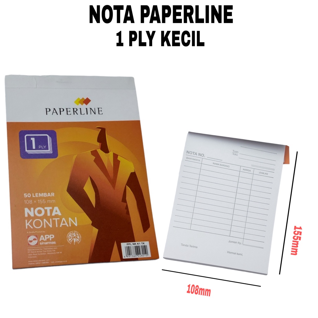Jual Buku Nota Kontan Paperline Kecil 1 Ply NCR / Nota Kontan 1 Rangkap ...