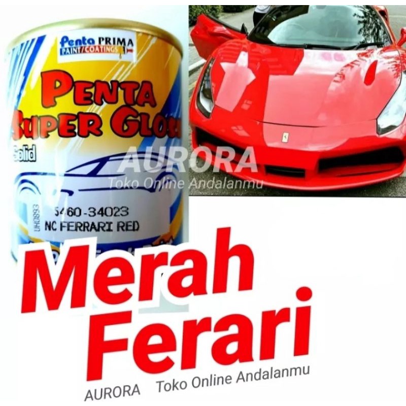 Jual Cat Penta Super Gloss NC Ferrari Red 200ml Merah Solid Mengkilap ...