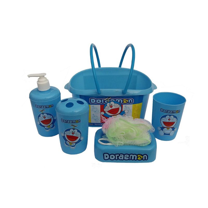 Jual Keranjang Mandi set / BATHROOM SET DORAEMON / Tempat sabun Motif ...