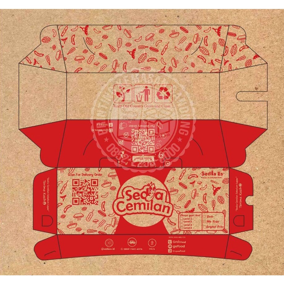 Jual Custom Printing DUS CORNDOG Cetak 1 Warna Box Corn Dog Sosis Bakar ...