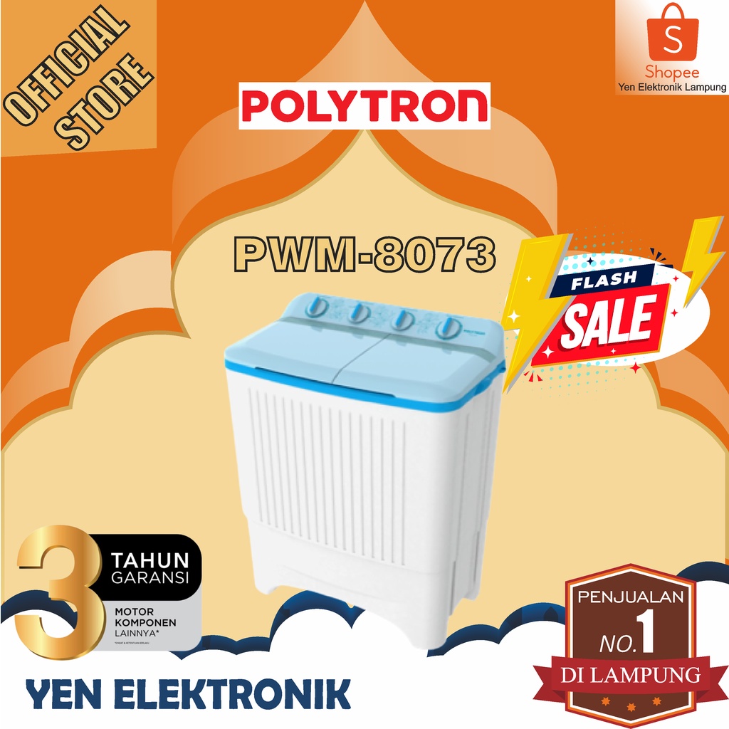 Jual Mesin Cuci POLYTRON PWM 8073 - 2 Tabung 8 Kg Hijab Series TwinTub ...