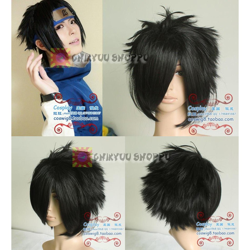 Jual Cosplay Wig / rambut palsu hitam Sasuke Uchiha kecil NARUTO ...