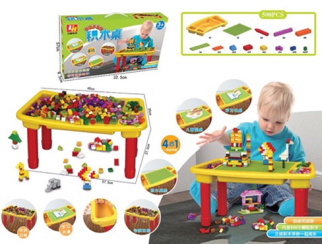 Jual [semuajual] Mainan Briks Balok Susun Lengkap Meja Belajar Total ...