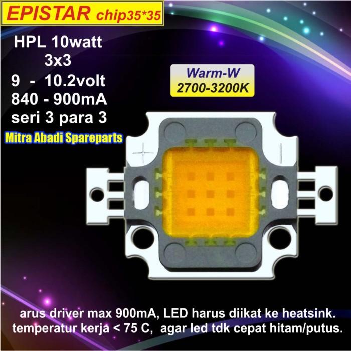 Jual HPL 10W/High Power LED 10 Watt Sorot 3*3 Warm White Epistar 35*35 ...