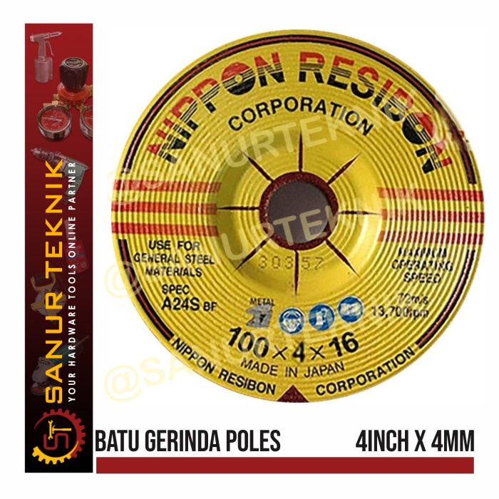 Jual NIPPON RESIBON Grinding Wheel / Batu Gerinda Poles 4" 4x4 100x4x16 ...