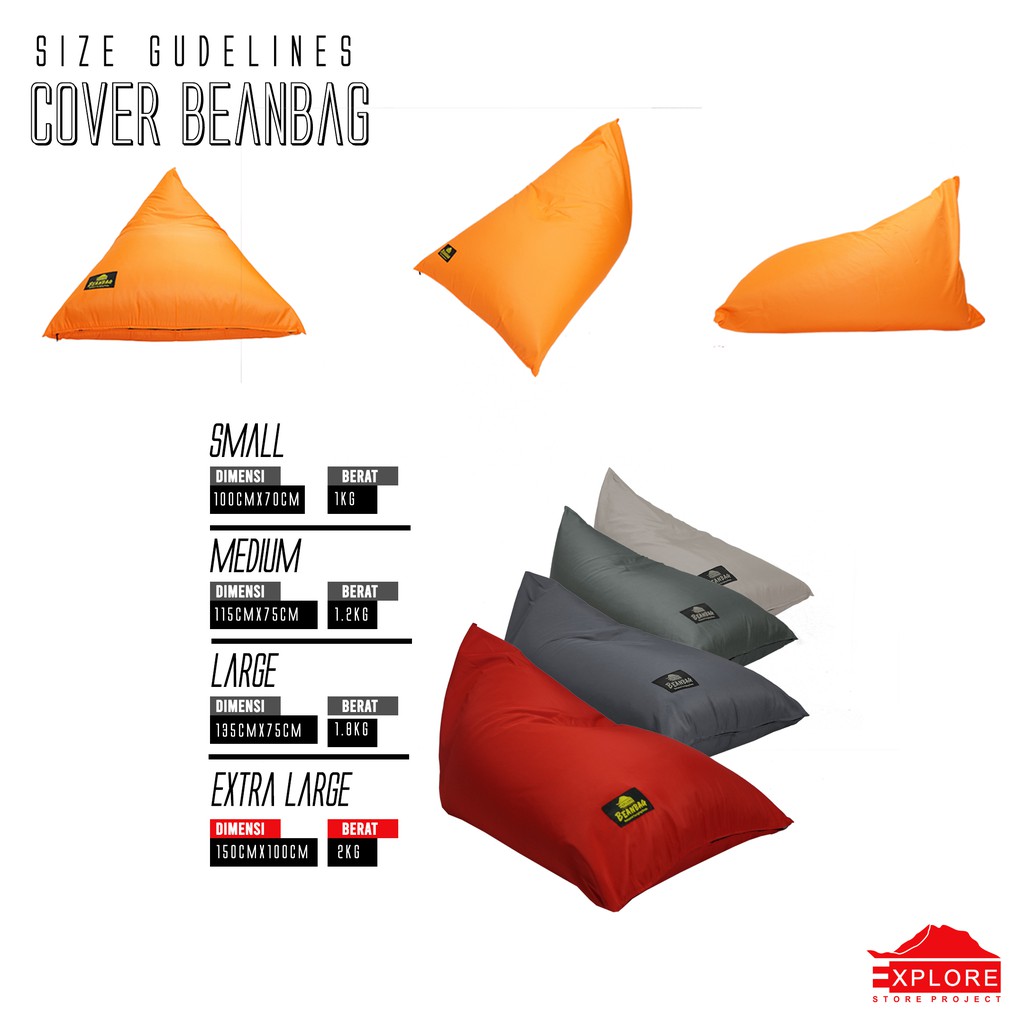 Jual COVER BEAN BAG TRIANGLE UKURAN X-TRA LARGE || EXPLORE STORE ...