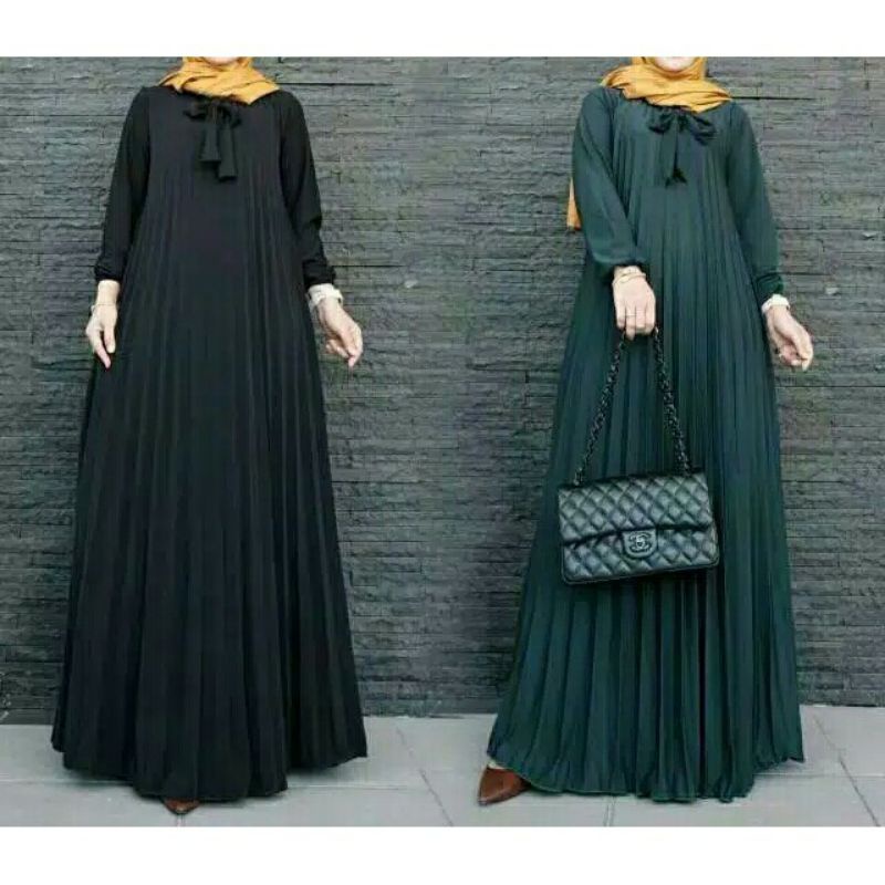 Jual GAMIS PLISKET TALI PITA JUMBO/GAMIS MAXY LENGAN PANJANG | Shopee ...