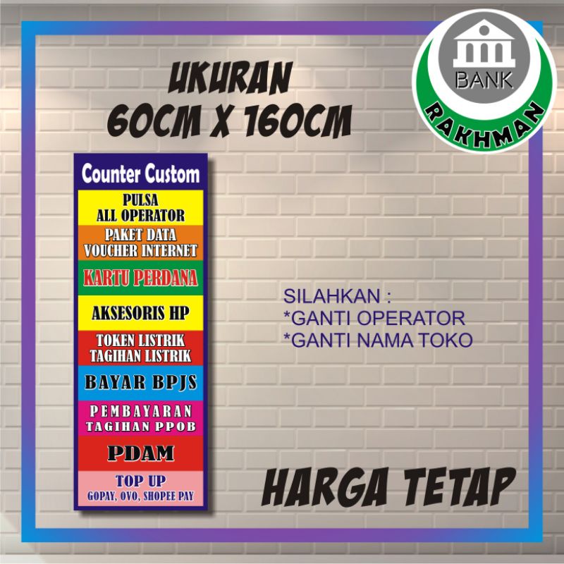 Jual SPANDUK BANNER AGEN PEMBAYARAN PPOB UKURAN 60CM X 160CM | Shopee ...
