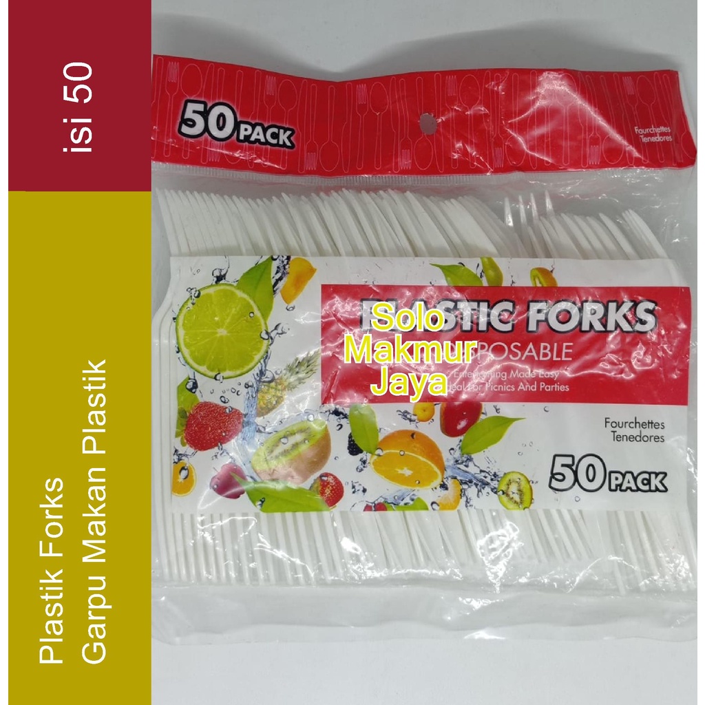 Jual Plastik Forks Disposable Garpu Makan Plastik Putih Isi 50 / Garfu ...