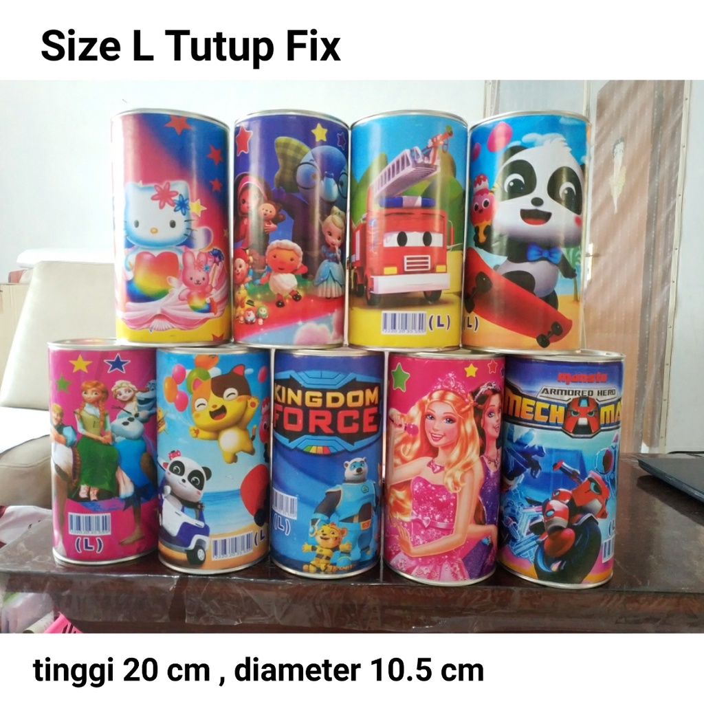 Jual (S M L XL) Celengan Kaleng Anak Karakter Ukuran Kecil Besar ...