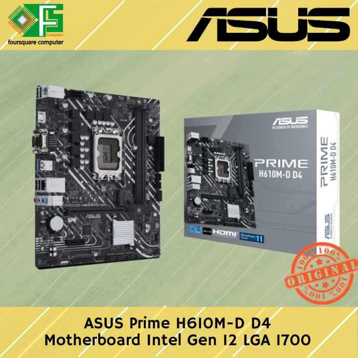 Jual Motherboard ASUS Prime H610M-D D4 MB Intel Gen 12 Socket LGA 1700 DDR4 Mikro ATX | Shopee ...