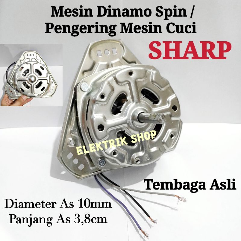 Jual MESIN DINAMO SPIN / PENGERING MESIN CUCI SHARP 3 KAKI DIAMETER AS 10MM TEMBAGA ASLI ...