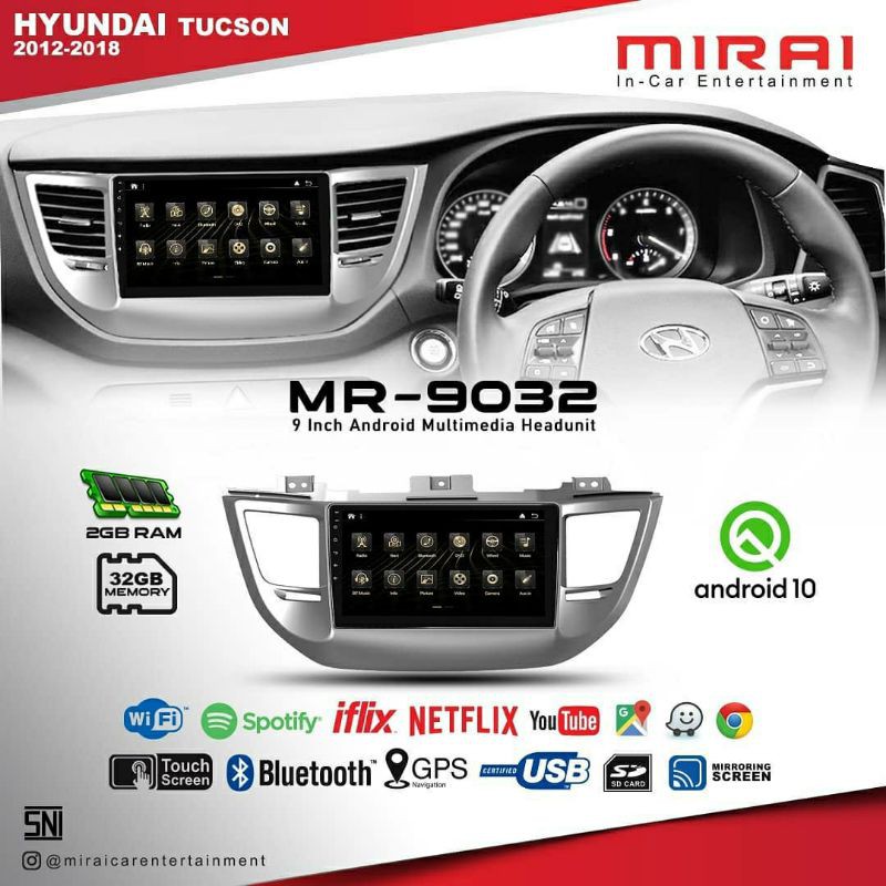 Jual Head Unit Android MIRAI Hyundai Tucson 2014-2016 Layar 9Inch ...
