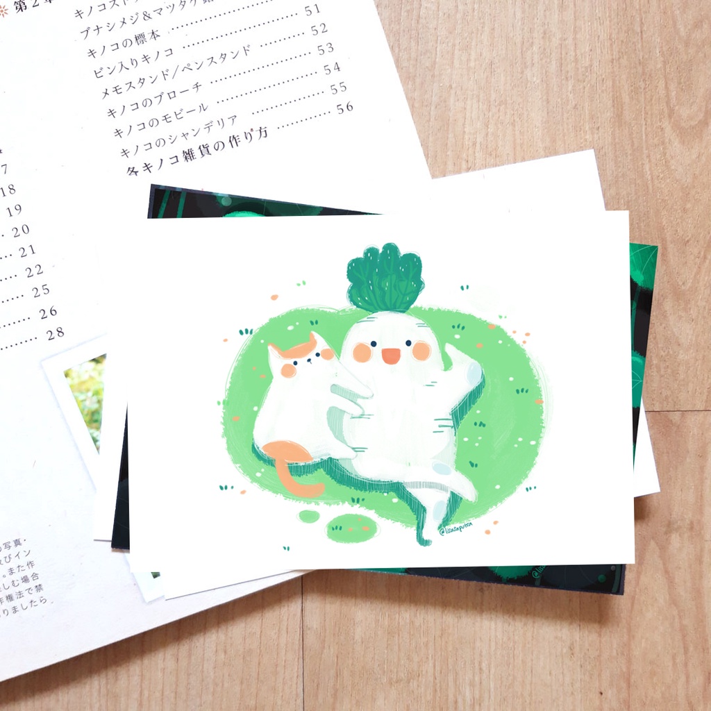 Jual Postcard kartu ucapan kucing dan lobak putih gemuk lucu running ...