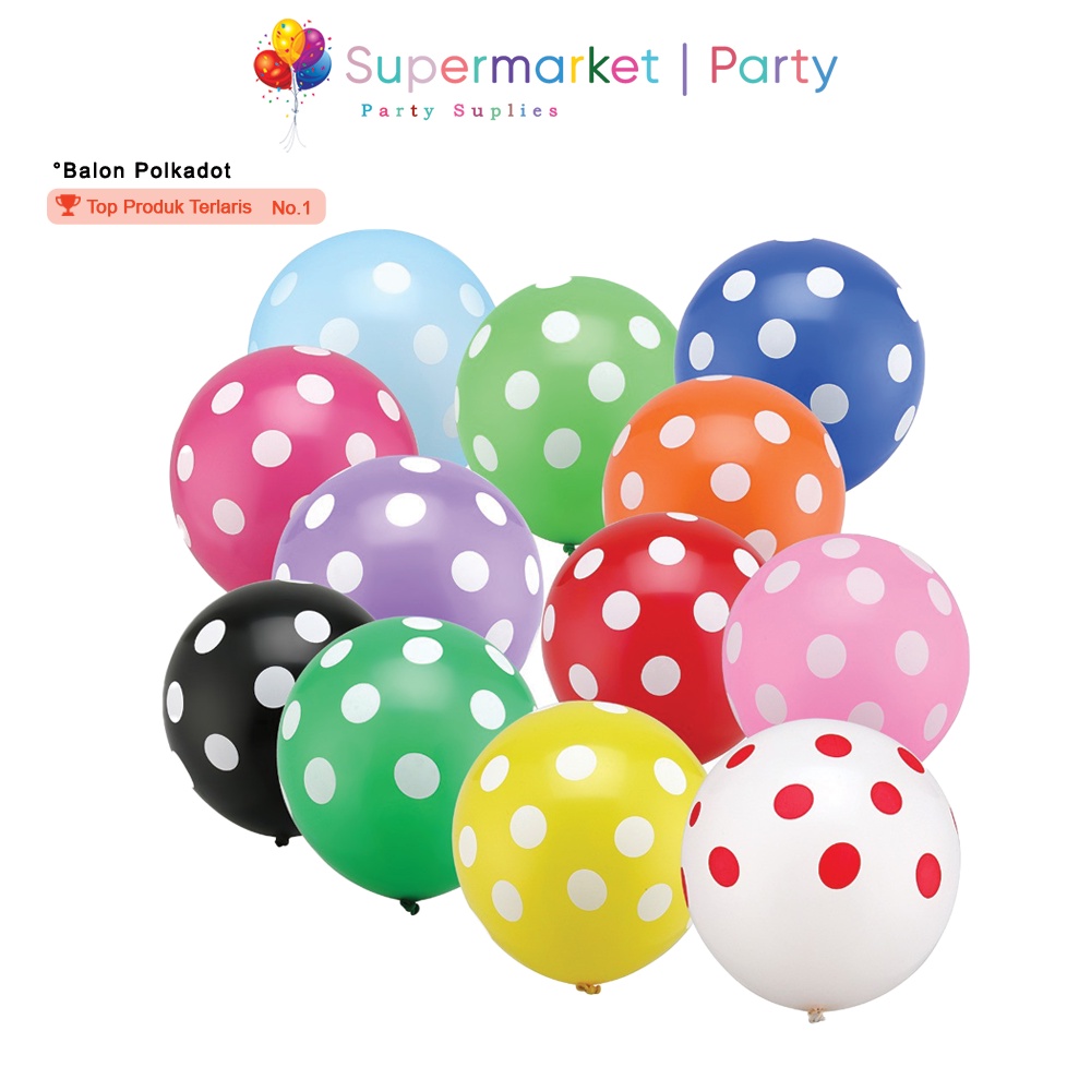 Jual Balon Latex Warna Warni 12inch / Balon Lateks Polkadot Happy ...
