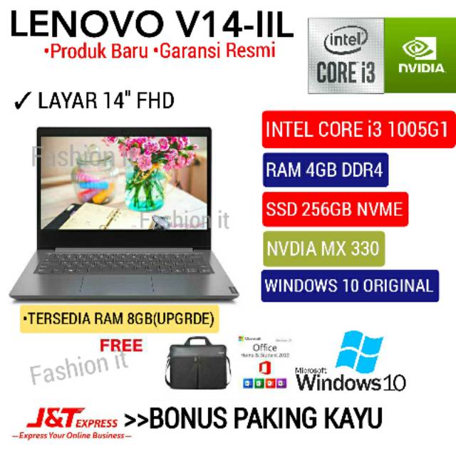 Jual Laptop Lenovo V14-IIL - Intel Core i3 1005G1- 4GB - SSD 256GB - NVDIA MX 330 - Windows 10 ...