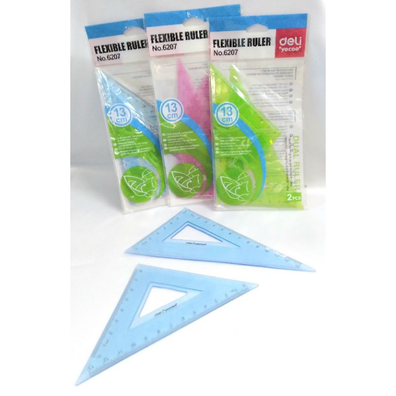 Jual PENGGARIS SET SEGITIGA/PENGGARIS FLEXIBLE / MISTAR SEGITIGA/ DELI ...